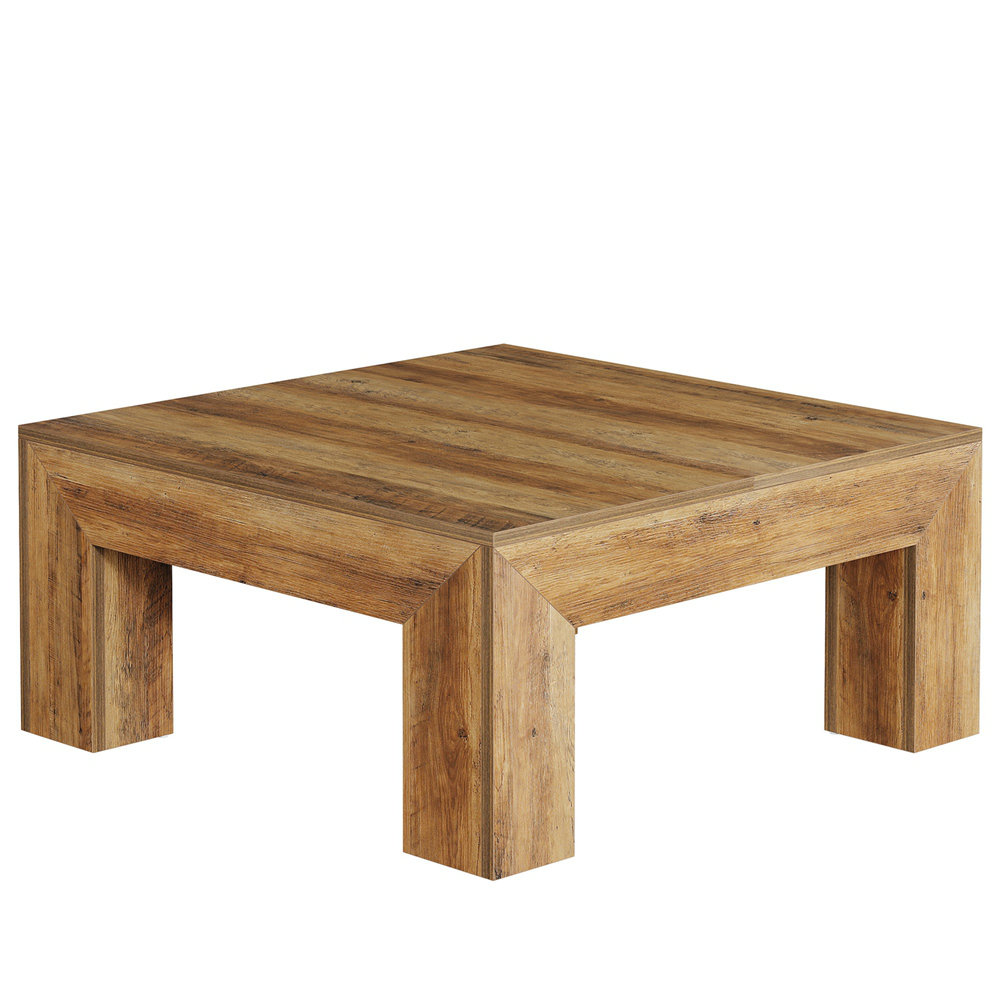 August Grove® 39.37" Farmhouse Rustic Brown Square Coffee Table for Living Room | Wayfair